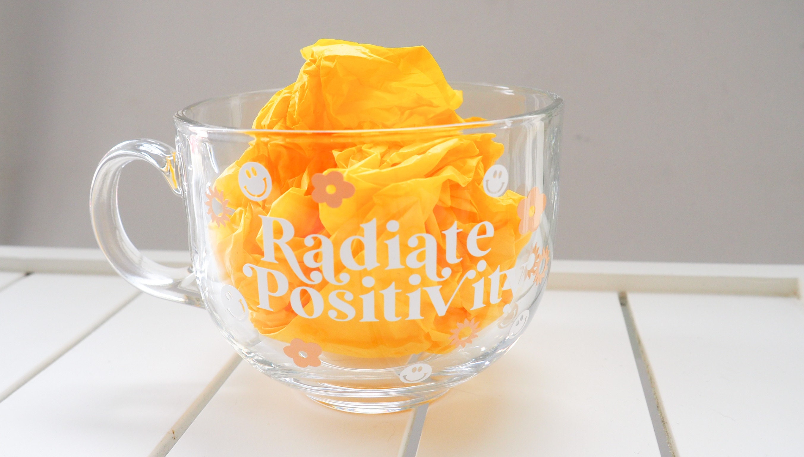 Radiate Positivity Glass Mug Jumbo Glass Mug Large Glass - Etsy UK