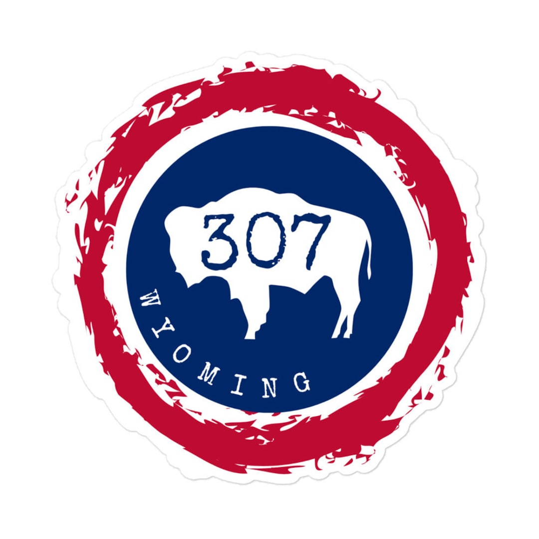 Wyoming 307 Circle Bison Sticker - Wyoming Buffalo - Yellowstone ...