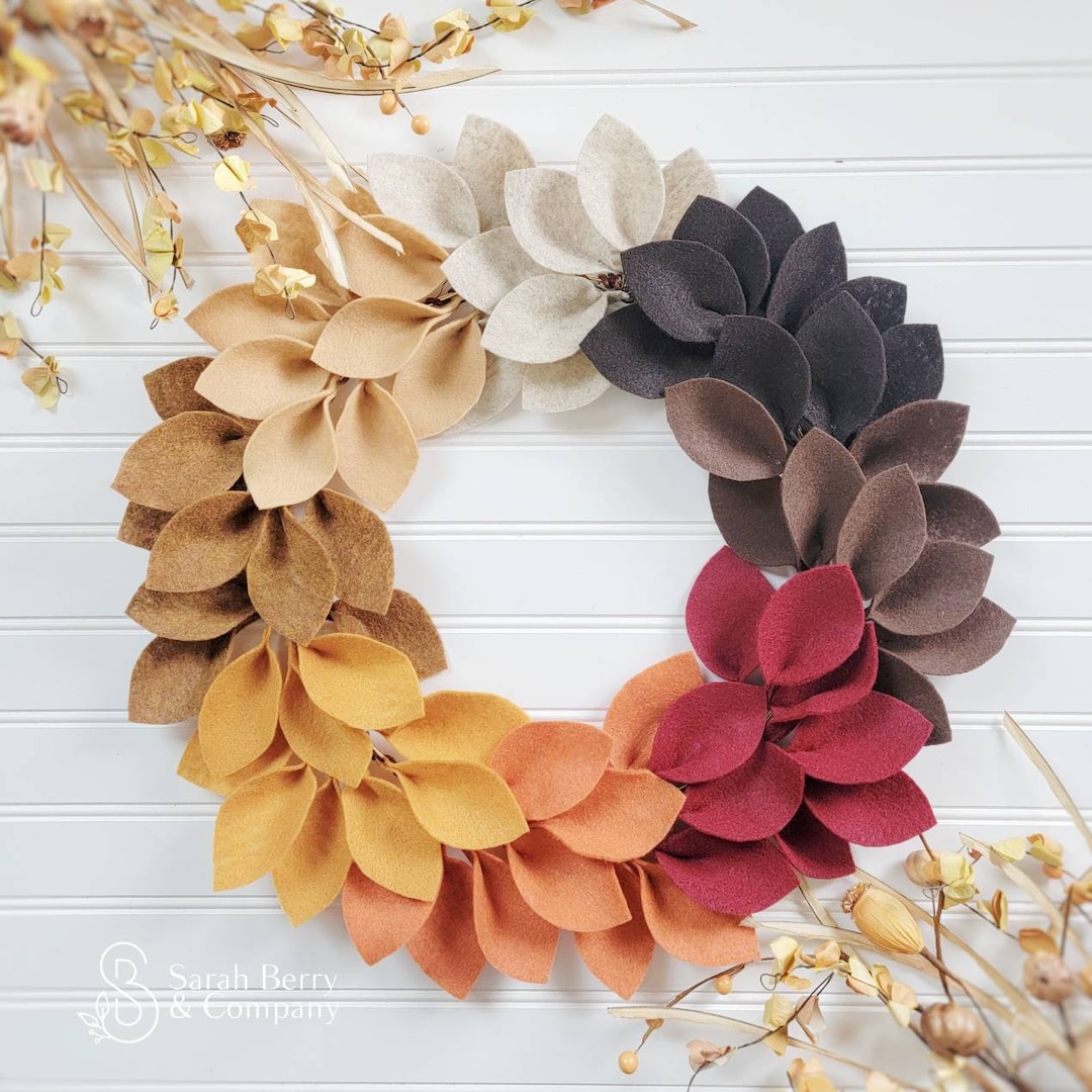 Fall Wreaths Felt Leaf Front Door Hanger Minimalist Autumn Decor ...