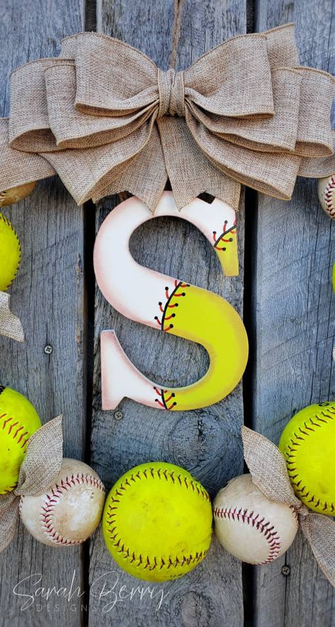Baseball Softball Combination Wreath With Burlap Bow and - Etsy