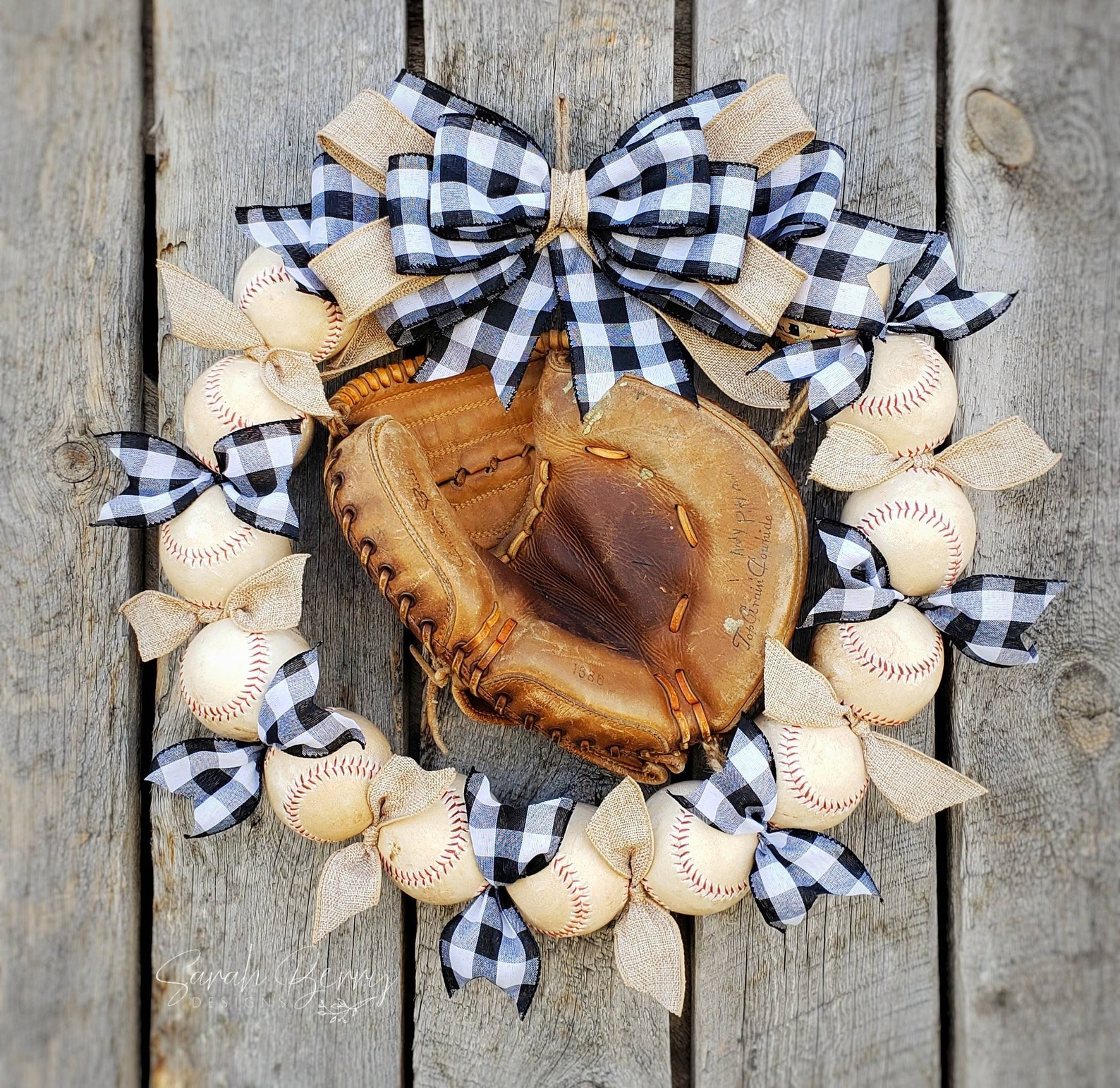 Baseball Wreath Leather Baseball Glove Front Door Wreaths | Etsy