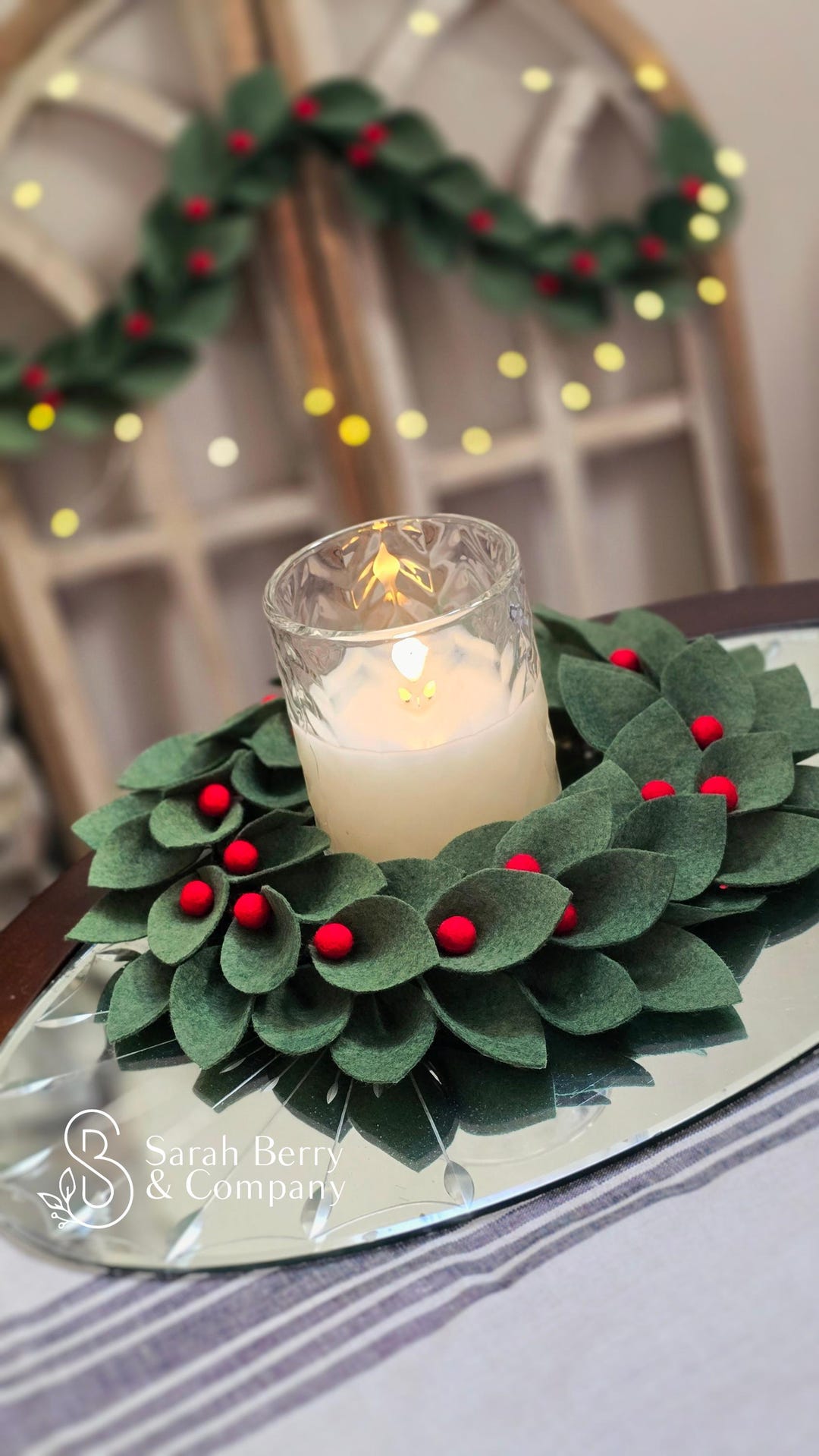Candle Ring Holiday Felt Candle Ring Christmas Advent Decor Farmhouse ...