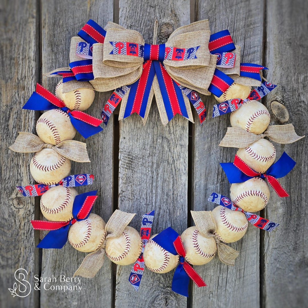 Phillies Baseball Wreath MLB Sports Decor Summer Front Door Wreaths ...