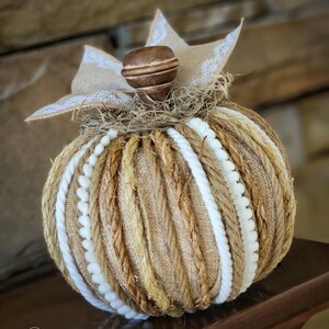 Rope Textured Fall Pumpkin DIY Tutorial Farmhouse Décor Tiered Tray ...