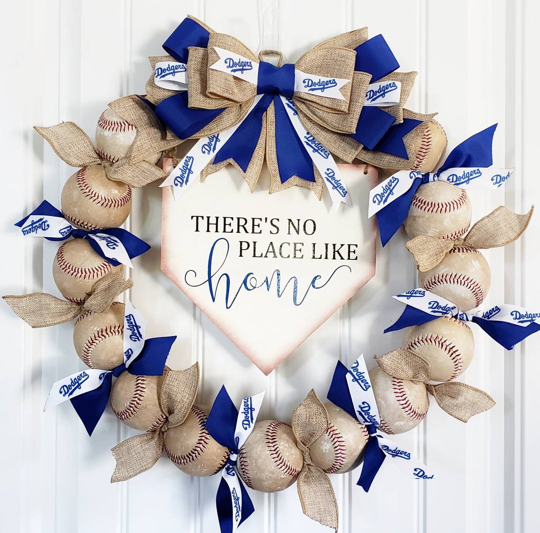 LA Dodgers Inspired Baseball Wreath Baseball Decor Made With REAL ...
