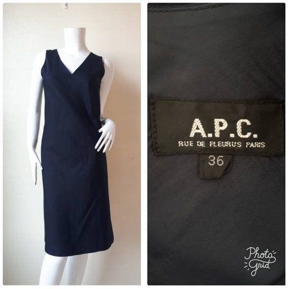 A.P.C Minimalist Navy Blue Cotton Dress Size 36 | Etsy