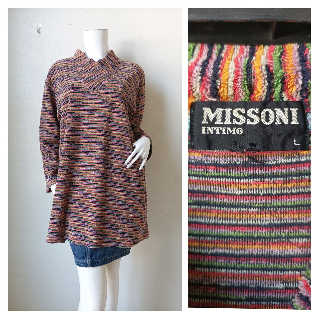 Vintage Missoni Intimo Stripes Multicolor Sweatshirt 90's Missoni ...