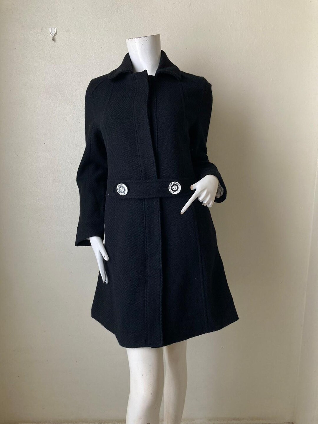 Vintage Womens Mary Quant London Coat | Vintage Luxury Black Wool Coat ...