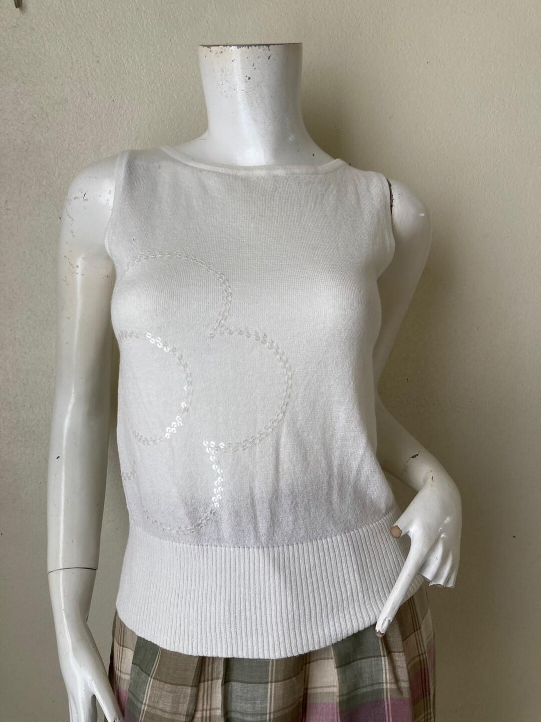 Vintage Mary Quant White Knit Sweater Size M - Etsy
