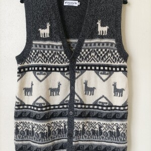 PERUVIAN ALPACA Vintage Alpaca Wool Sleeveless Cardigan Vest With ...
