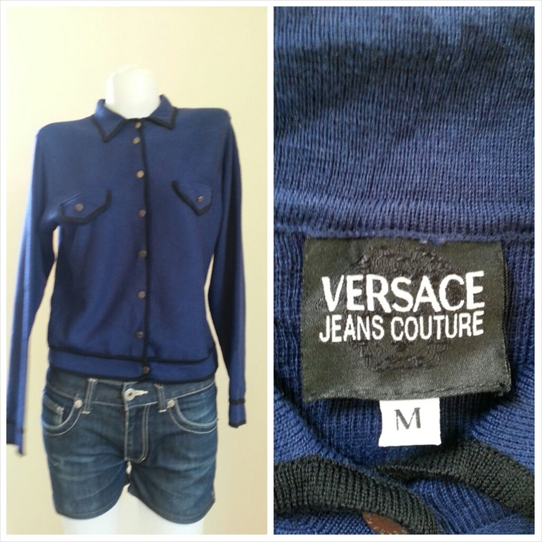 Vtg VERSACE Knit Wool Sweater / Designer Sweater Size Medium - Etsy