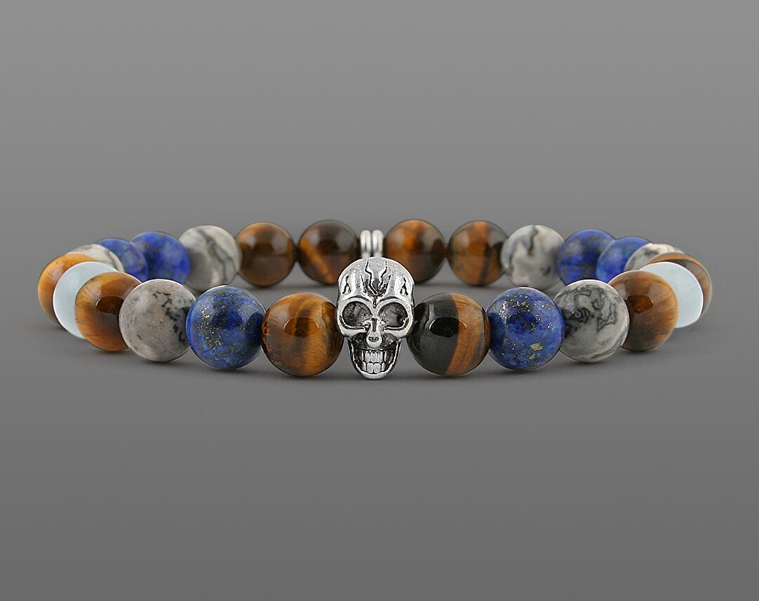 Skull Bracelet Mens Bracelet for Men Adjustable Bracelet Gemstone ...
