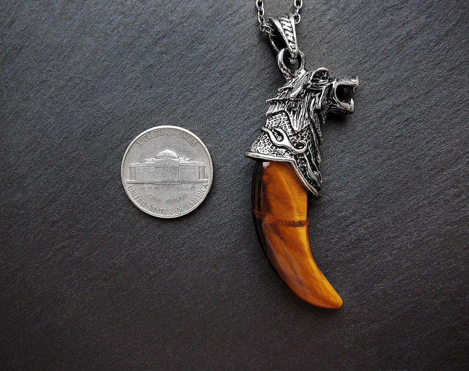 Wolf Necklace Wolf Tooth Necklace Wolf Head Necklace for Men Tiger Eye ...
