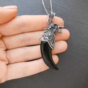 Mens Wolf Necklace Wolf Tooth Necklace Pendant Wolf Head Necklace for ...