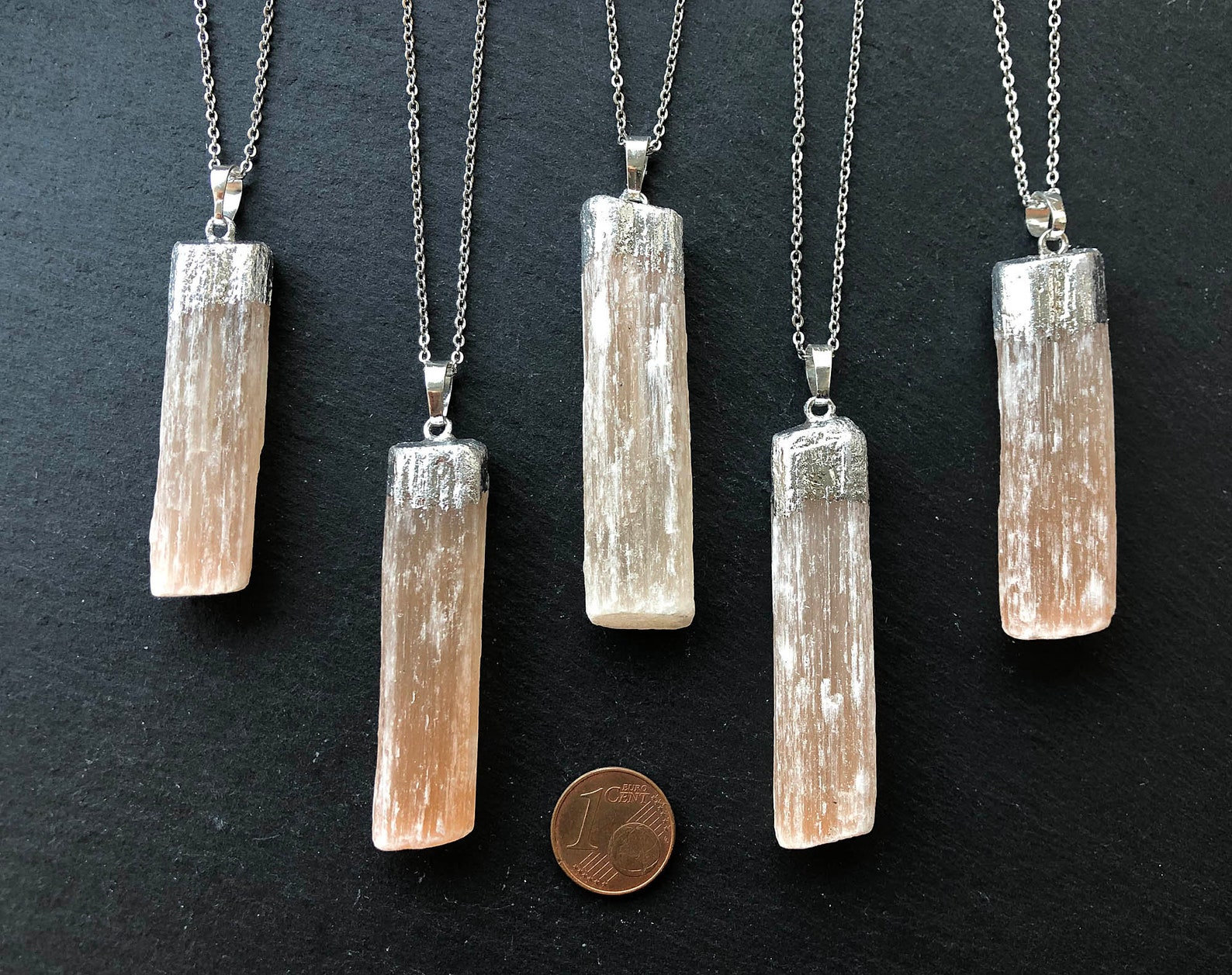 Peach Selenite necklace Calcite necklace Raw selenite pendant | Etsy
