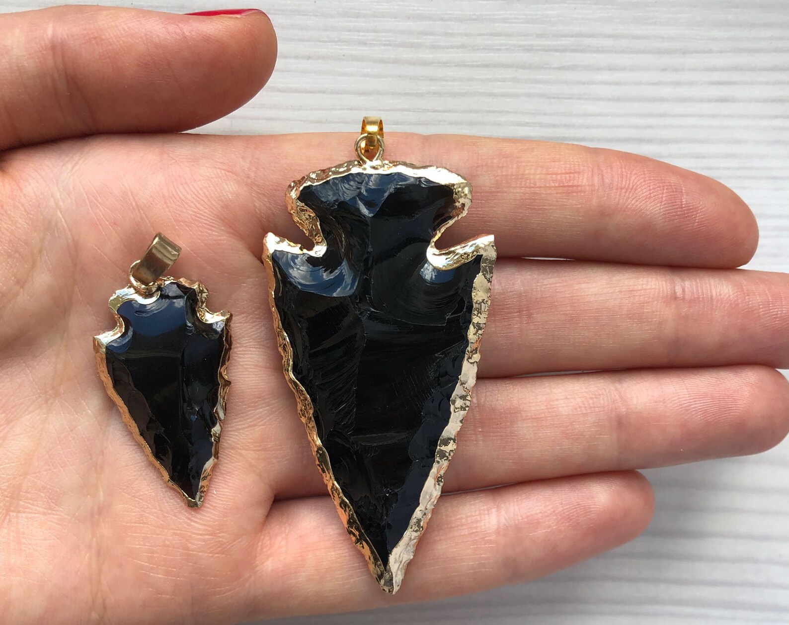 Black Obsidian Necklace Arrowhead Necklace Real Obsidian Pendant Stone ...