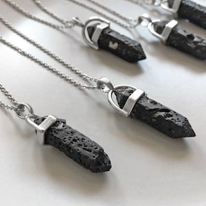 Black Lava Necklace Black Lava Pendant Hexagon Necklace - Etsy