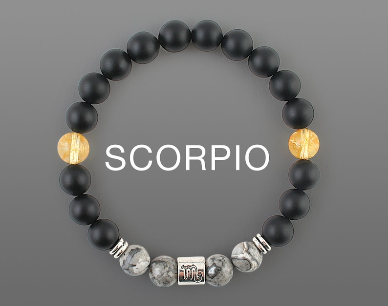 Scorpio Bracelet Black Agate Bracelet Zodiac Jewellery Scorpion Gifts ...