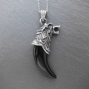 Mens Wolf Necklace Wolf Tooth Necklace Pendant Wolf Head Necklace for ...