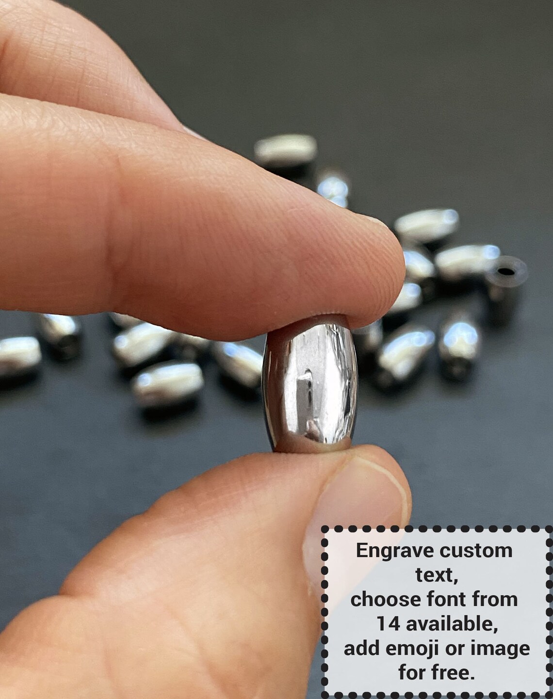 Personalized engraved beads 9x13mm Custom logo beads Oval | Etsy