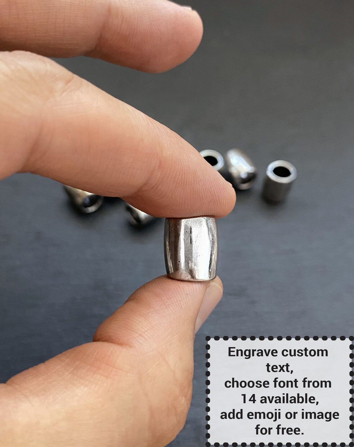 Engraved Beads 10x17mm Custom Logo Beads Engraved Name Beads - Etsy