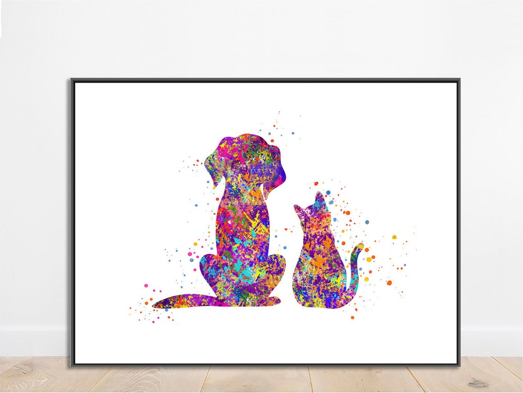 Dog and Cat Watercolor Print. Dog Poster. Inspirational Dog Wall Decor ...
