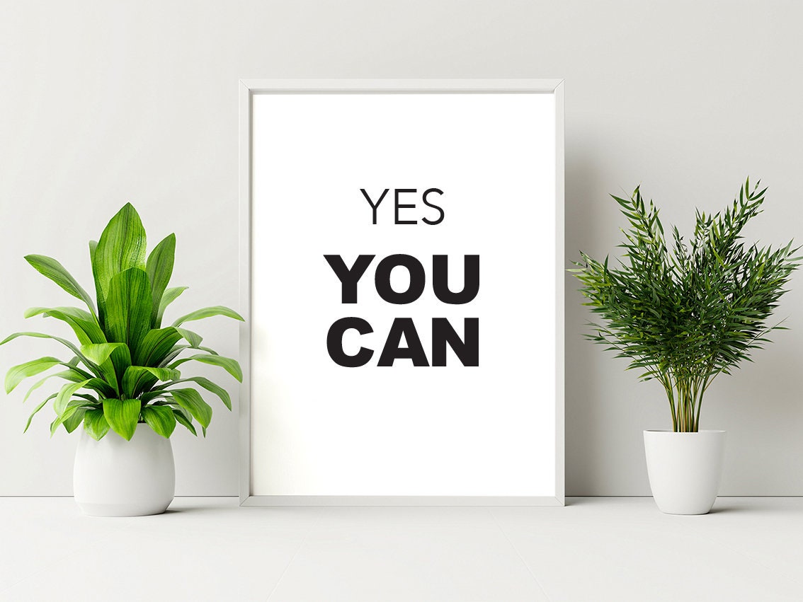 Yes You Can... Motivational Quote Poster. Inspirational Wall - Etsy UK