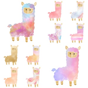 Lama & Alpaca Clipart - Pastel Watercolor - Gold - Animals ...