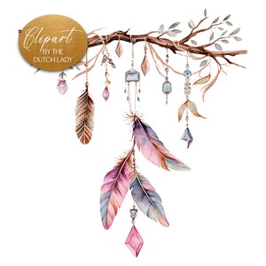 Bohemian Birds Clipart Set - Watercolor Spring Graphics - Boho Feathers ...