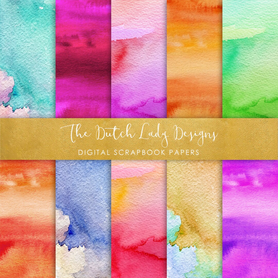 Digital Scrapbook Paper - Waterpaint Ombres Multicolor - Watercolor ...