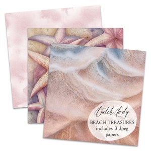 Beach Treasure Clipart - Watercolor Pencil Art - Ocean Shore ...