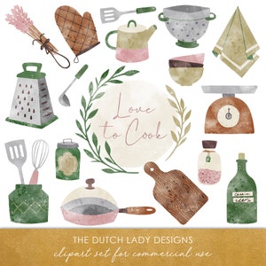 Kitchen Tools & Cooking Utensils Clipart Set - Cook - Bake - Kitchen ...