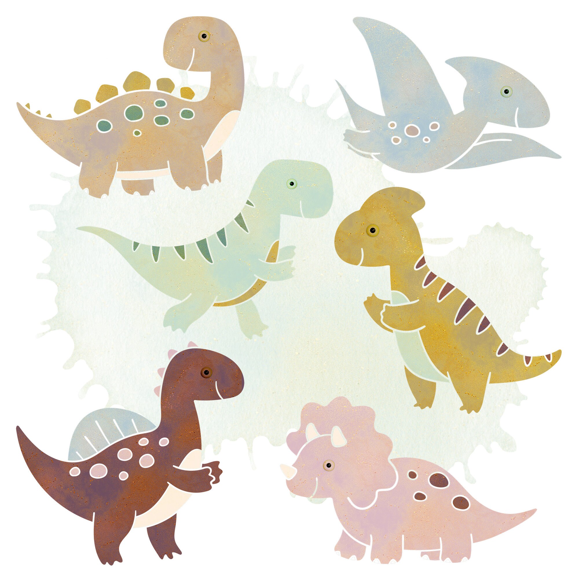 Dinosaur Clipart Set: Prehistoric World Graphics (30 PNG Images ...