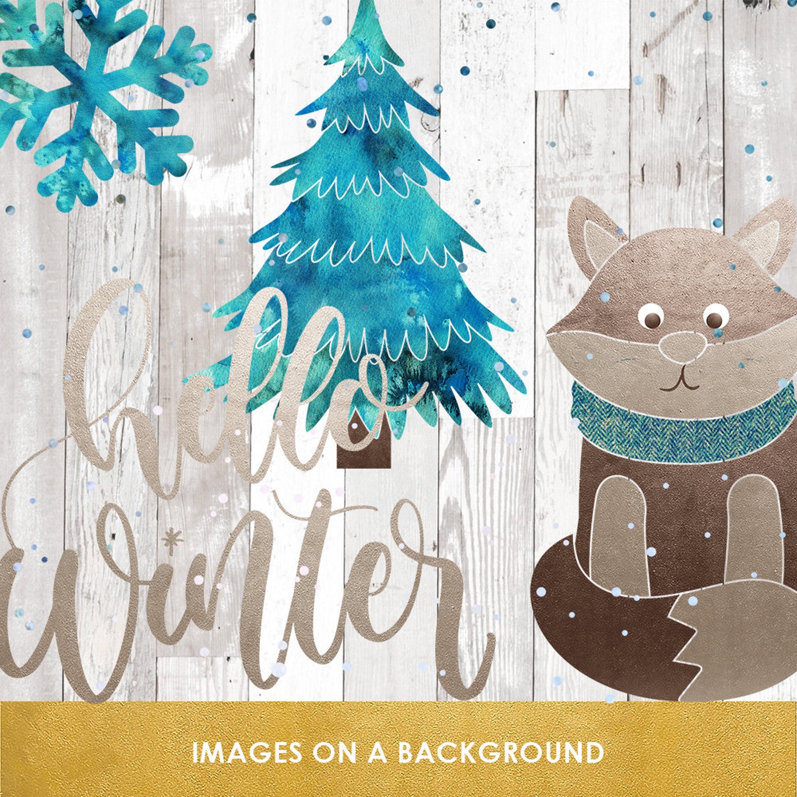Winter Forest Friends Clipart Set Forest Animals Pine | Etsy