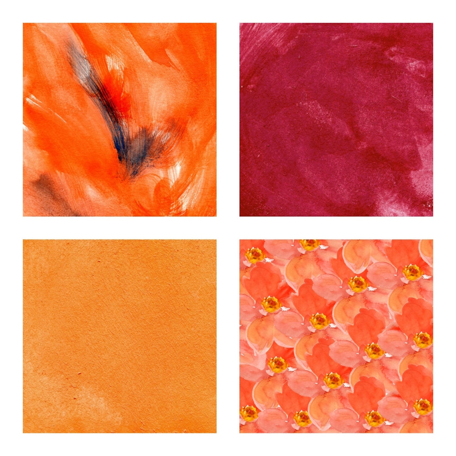 Digital Scrapbook Paper Artistic Orange Watercolor | Etsy