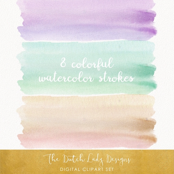 Digital Watercolor Brush Strokes Digital Clip Art // Commercial Use Art ...