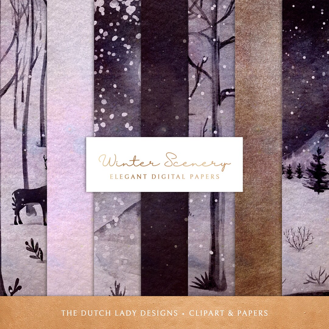 Winter Scenery Digital Paper Set: Purple Christmas Backgrounds (7 .JPEG ...