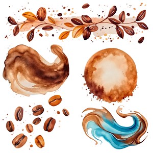 Folk Art Coffee Clipart Set - Hand Painted Style Cappuccino Graphics ...