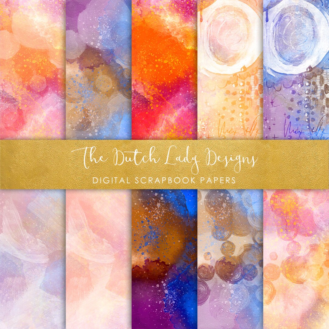 Paint Splatter Digital Paper: Abstract Watercolor Backgrounds (10 JPEG ...