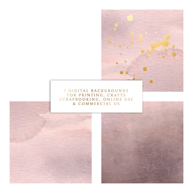 Digital Scrapbook Paper Set Printable Papers Blush & Gold - Etsy