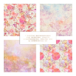 Digital Scrapbook Paper Set - Printable Papers - Floral Backgrounds ...
