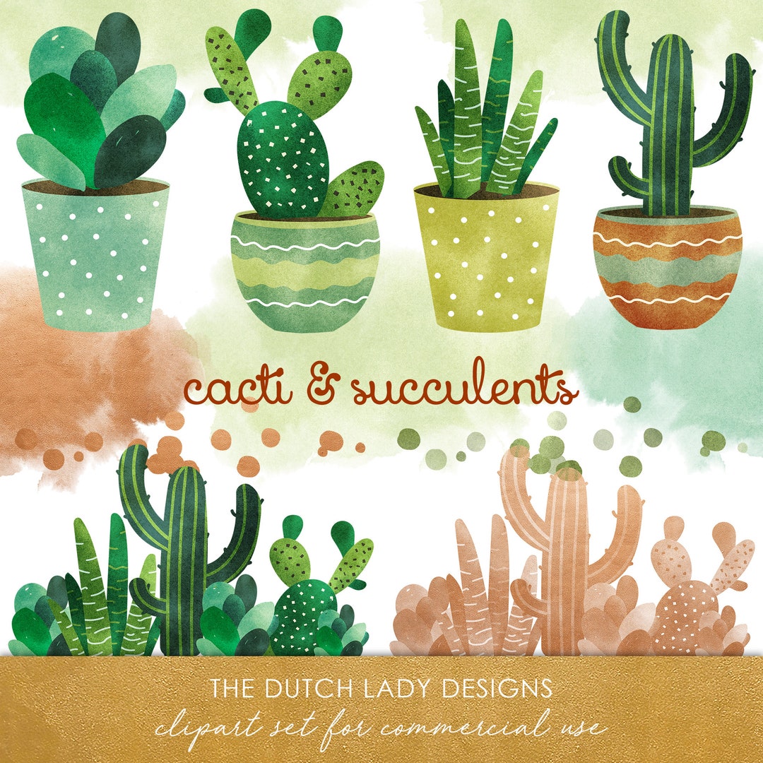 Cacti & Succulent Clipart Set - Cactus - Potted Plant - Desert Plants ...