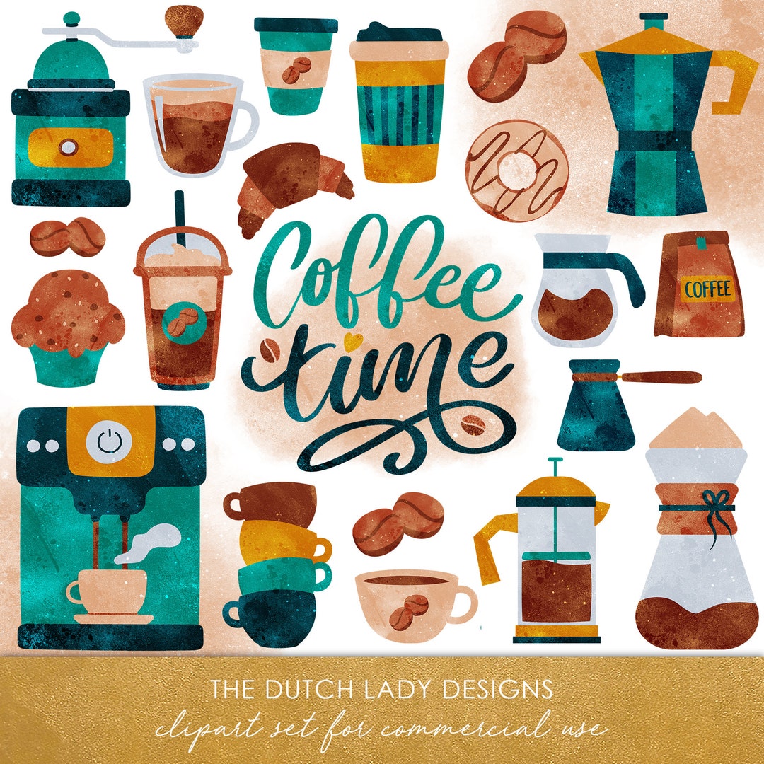 Coffee Shop Clipart Set - Coffee Bar - Sweet Bakings - Coffee Break ...