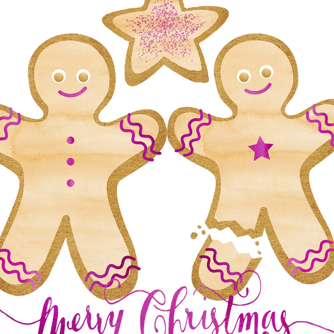 Christmas Gingerbread Cookie Clipart Set Cookies Text | Etsy