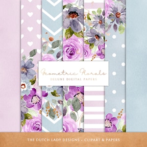 Digital Scrapbook Paper Set - Printable Backgrounds - Floral ...