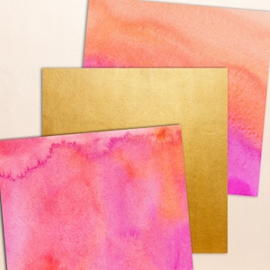 Watercolor Ombre Digital Paper: Pink Orange Abstract Textures (10 JPEG ...