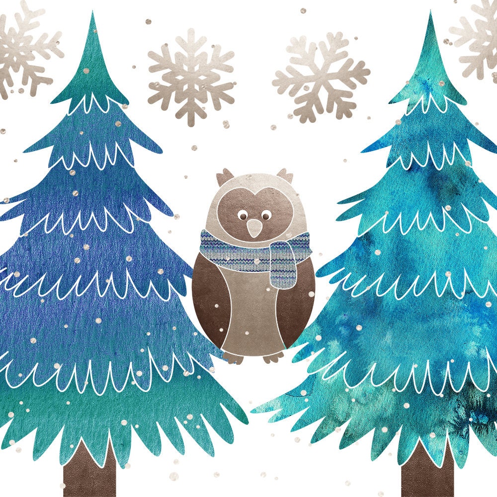 Winter Forest Friends Clipart Set Forest Animals Pine | Etsy