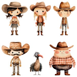 Cute Cowboy Clipart - Watercolor Kids Illustrations - Funny Western ...