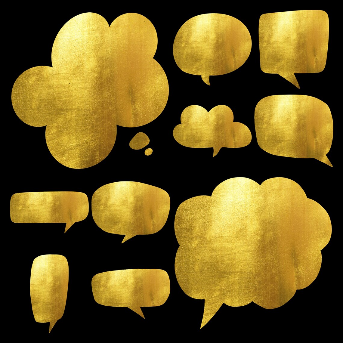 Speech Bubble Clipart Set Watercolor Rainbow & Gold Foil | Etsy