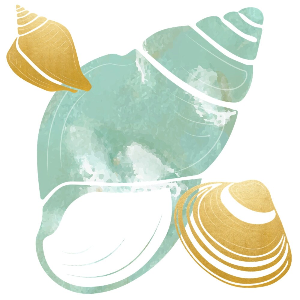 Golden & Ocean Style Sea Shell Clipart Set Seashell Gold - Etsy